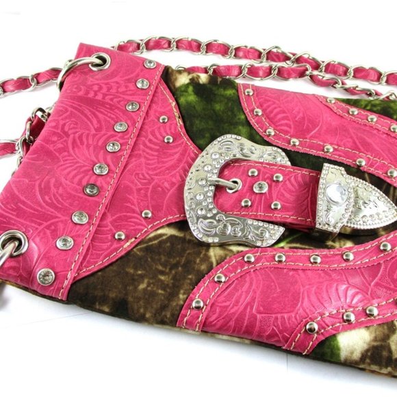 Bags | Pink Western Crossbody Camo Crystals Fun Purse Or Pouch Phone ...